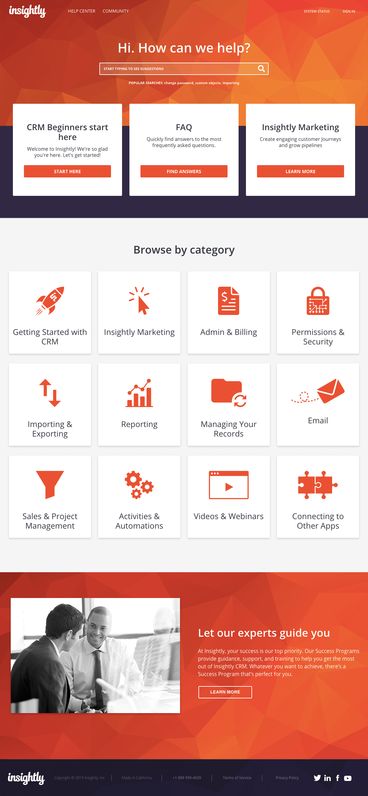 Insightly - Support page - Find SaaS Websites inspiration